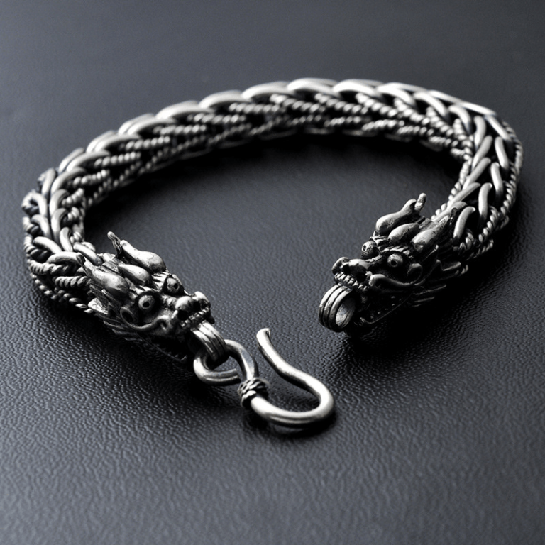 Sterling Silver Dragon Bracelet for Mens and Womens